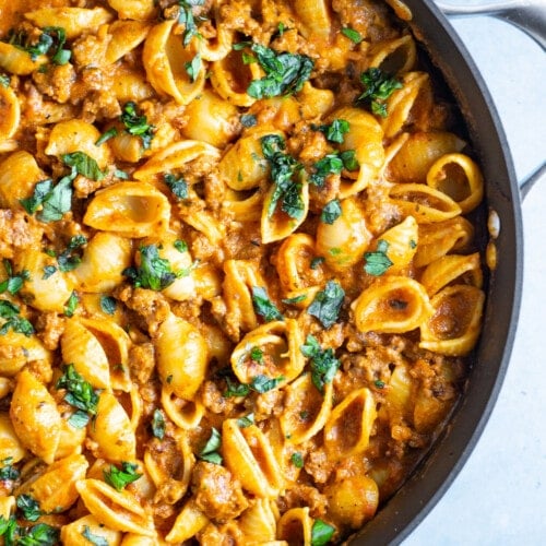 Creamy Shell Pasta with Sausage Recipe - Kitchen Swagger