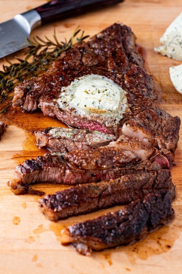 Pan-Seared Ribeye with Blue Cheese Butter - Kitchen Swagger